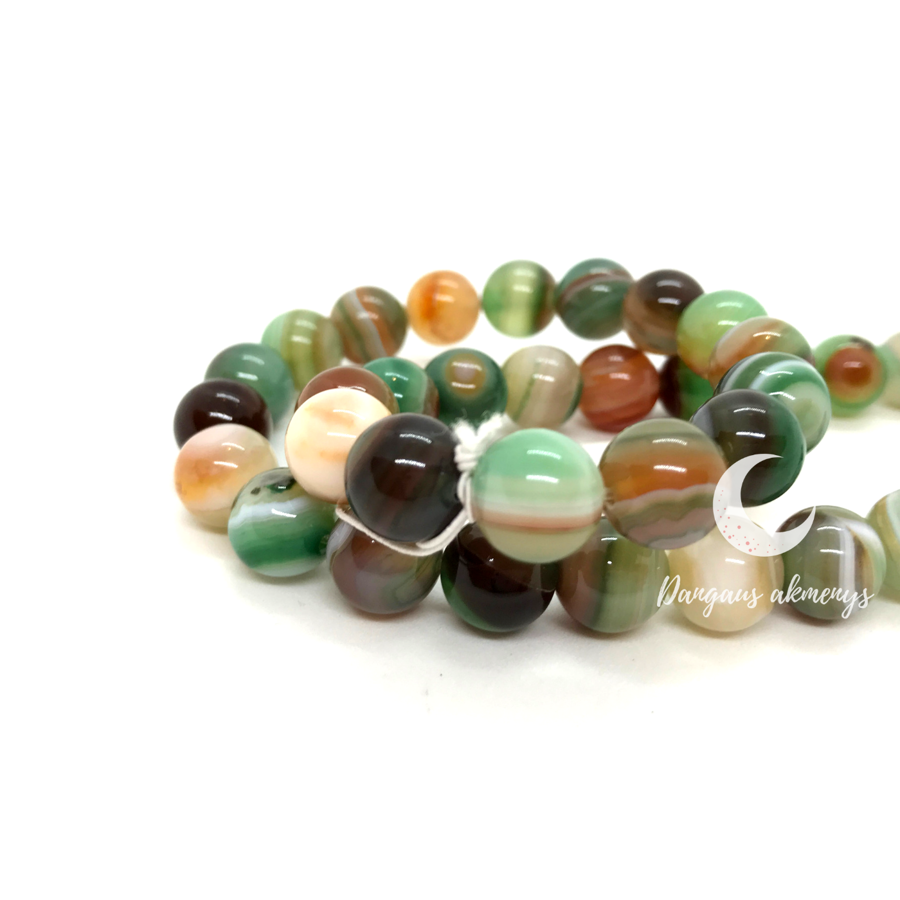 Žalias dryžuotas agatas 10 mm - Agatas - Parduotuvė - dangausakmenys